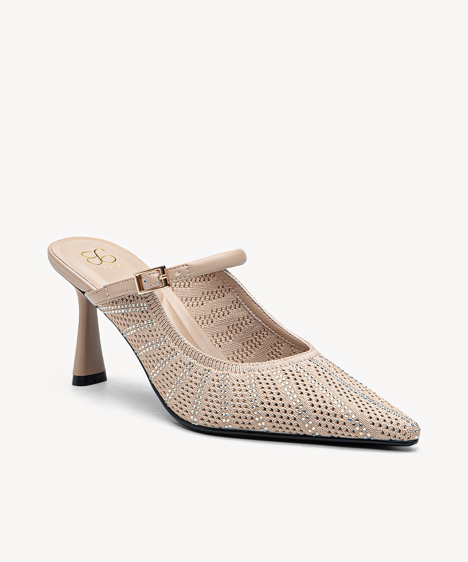 Twinkling Knit Pointed Toe Heeled Mules